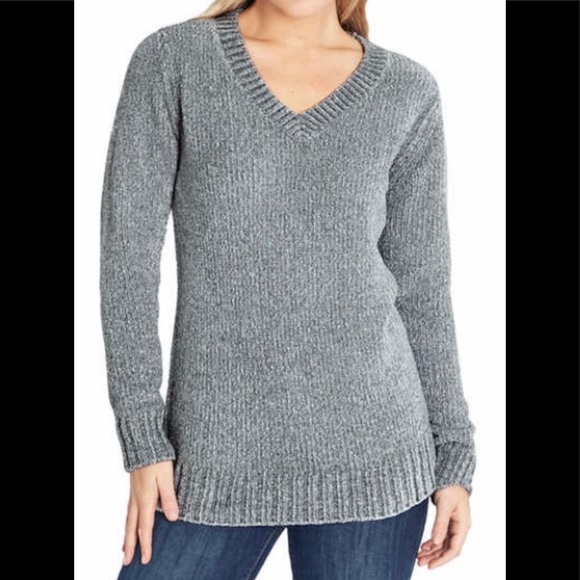 Orvis | Sweaters | Orvis Chenille Tunic Sweater Gray Marled Phantom ...